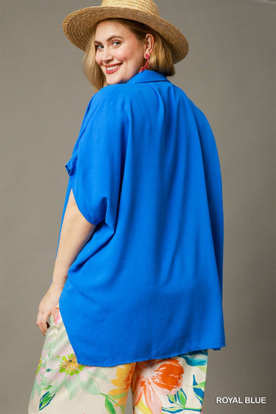 Button Down Flow Top in Blue – Gussied Up